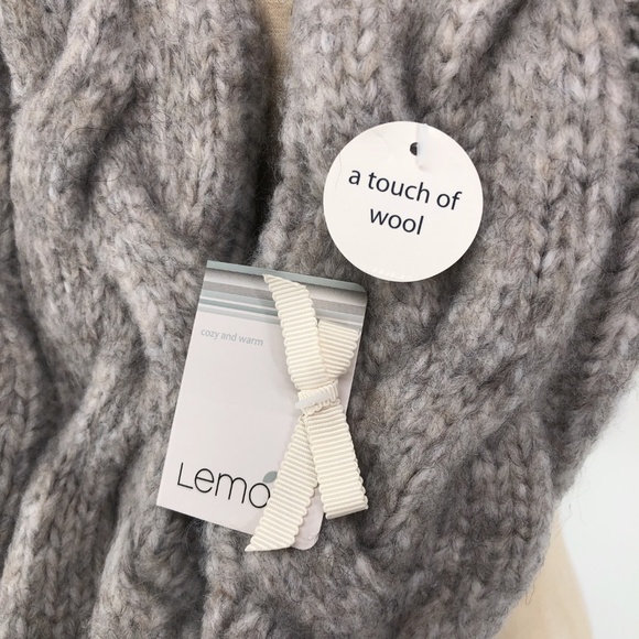 Lemon | Accessories | Lemon Brushed Wool Cable Infinity Scarf Truffle ...